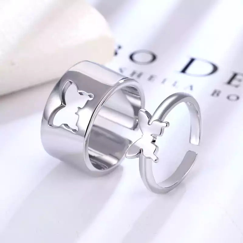 Vintage Butterfly Couple Rings Matching Butterfly Rings Open Rings Adj